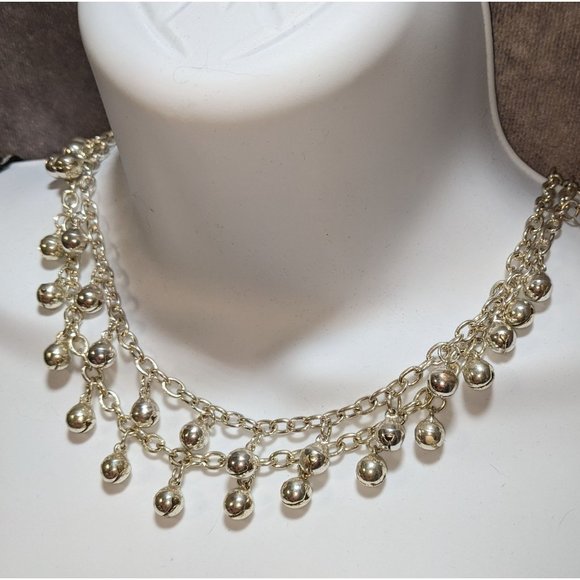 Jewelry | Double Layer Silver Bell Necklace | Poshmark